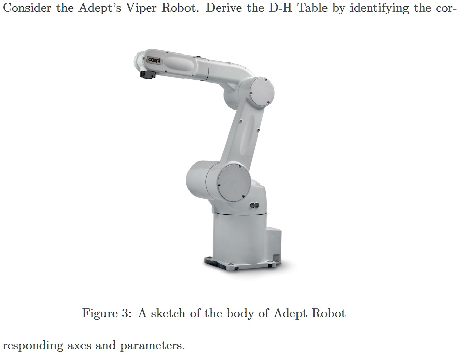 Consider the Adept's Viper Robot. Derive the D-H Table by identifying the cor- Figure 3: A ...