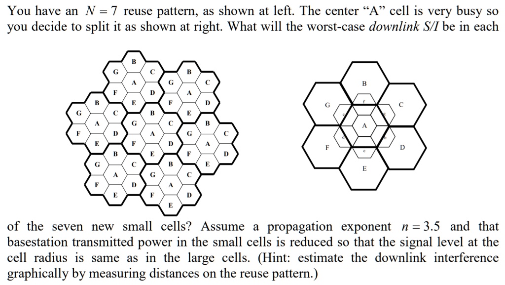 Solved You Have An N 7 Reuse Pattern As Shown At Left The Center A Cell Is Very Busy So You 