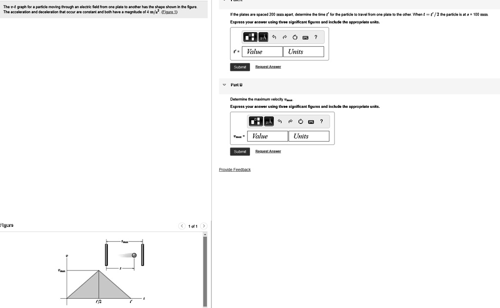 SOLVED: The v - t graph for a particle moving through an electric field ...
