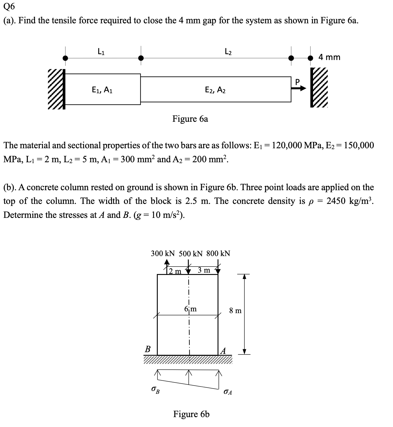SOLVED: Q6 (a). Find the tensile force required to close the 4 mm gap ...