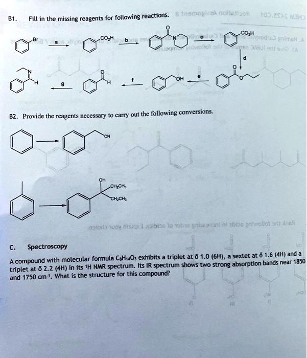 SOLVED: Fill in the missing reagents for following reactions: ncriF Too csPi Mh, CoH TrodIE) 2ni ...