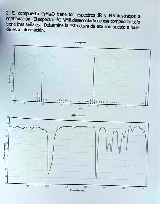 SOLVED: The C5H10O compound has the IR and MS spectra illustrated below ...