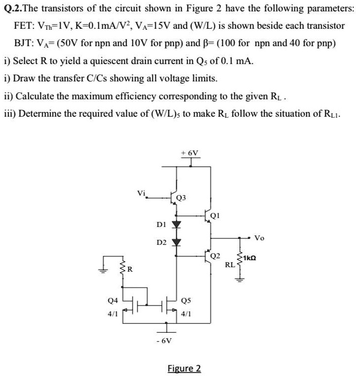 SOLVED: Q2. The transistors of the circuit shown in Figure 2 have the following parameters: FET ...