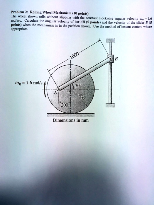 Problem 2: Rolling Wheel Mechanism (10 points) The wheel shown rolls without slipping with the ...