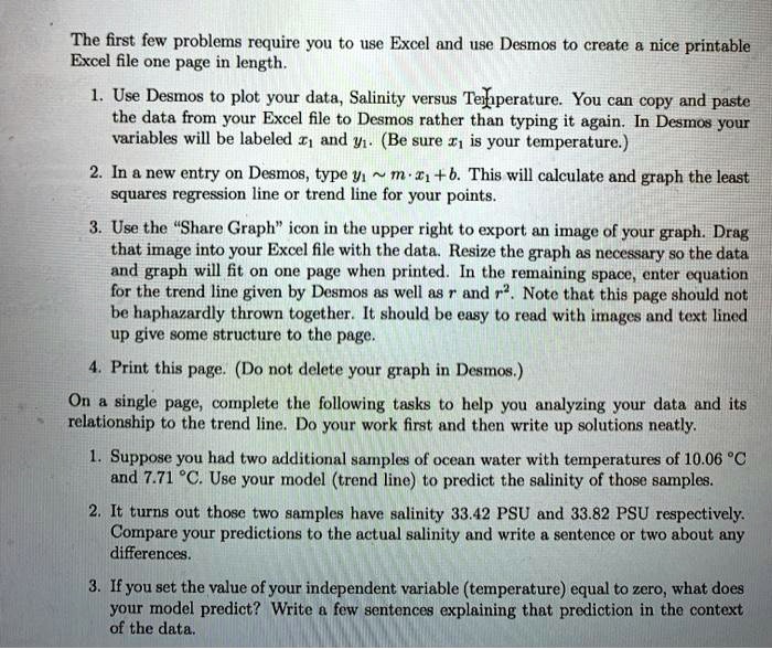 Solved The First Few Problems Require You To Use Excel And Use Desmos