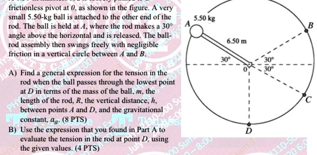 frictionless pivot at 0 as shown in the figure a very small 550 kg ball ...