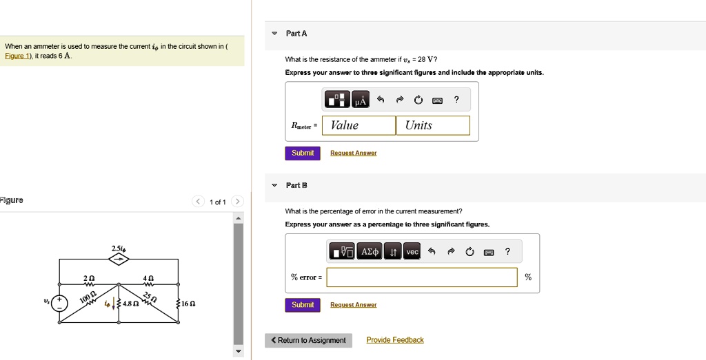 Part A When an ammeter is used to measure the current iϕ in the circuit ...