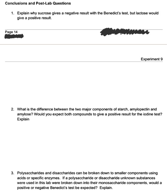 SOLVED: Conclusions and Post-Lab Questions Explain why sucrose gives a ...