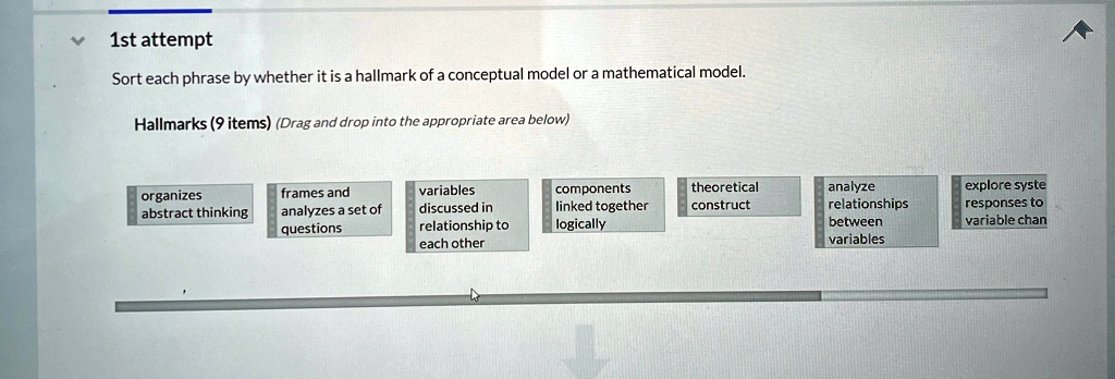 1st attempt Sort each phrase by whether it is a hallmark of a conceptual model or a mathematical ...