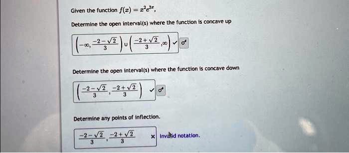 Texts: Given the function f(x) = e^x, determine the open interval(s) where the function is ...