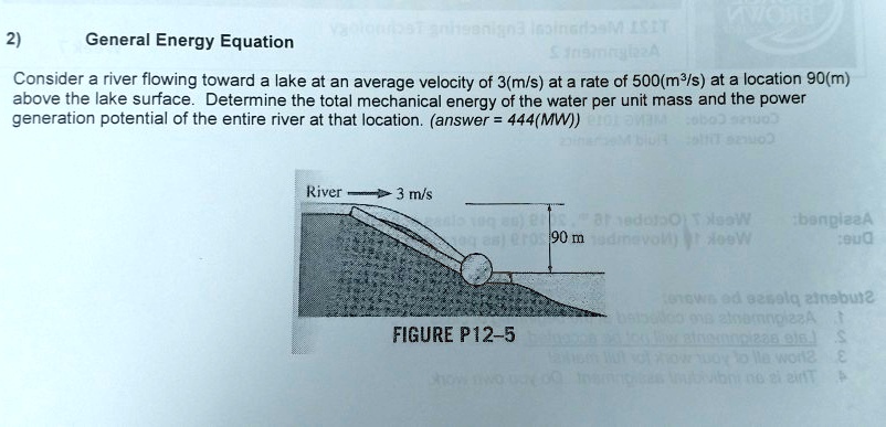 general energy equation consider a river flowing toward a lake at an ...