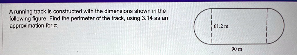 A running track is constructed with the dimensions shown in the ...