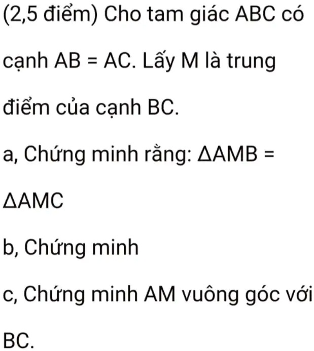 Solved Cho Tam Giác Abc Có Cạnh Ab Ac Lấy M Là Trung Ä‘iáƒm
