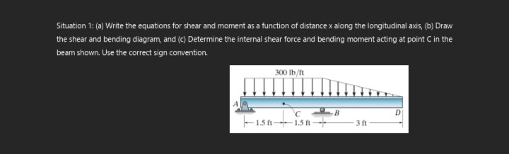 SOLVED: Situation 1: (a) Write the equations for shear and moment as a ...