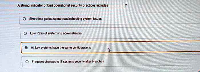 SOLVED: A strong indicator of bad operational security practices ...