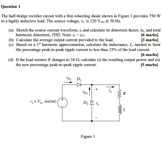 VIDEO solution: The half-bridge rectifier circuit with a free-wheeling diode shown in Figure 1 ...