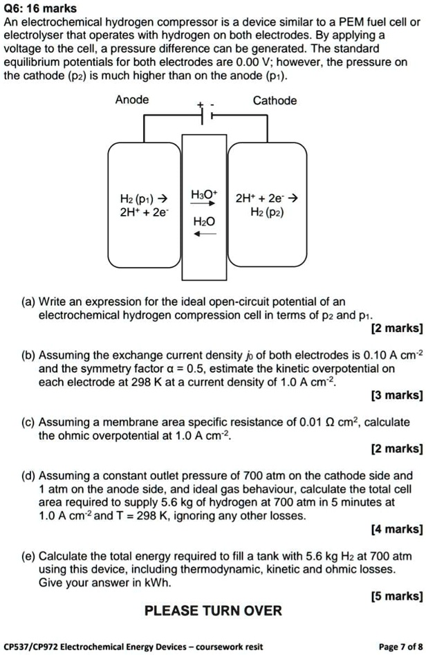 q616marks an electrochemical hydrogen compressor is a device similar to ...