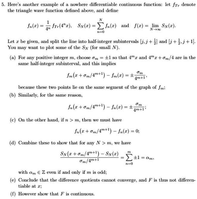 Solved Heres Another Example Of A Nowhere Differentiable Continuous