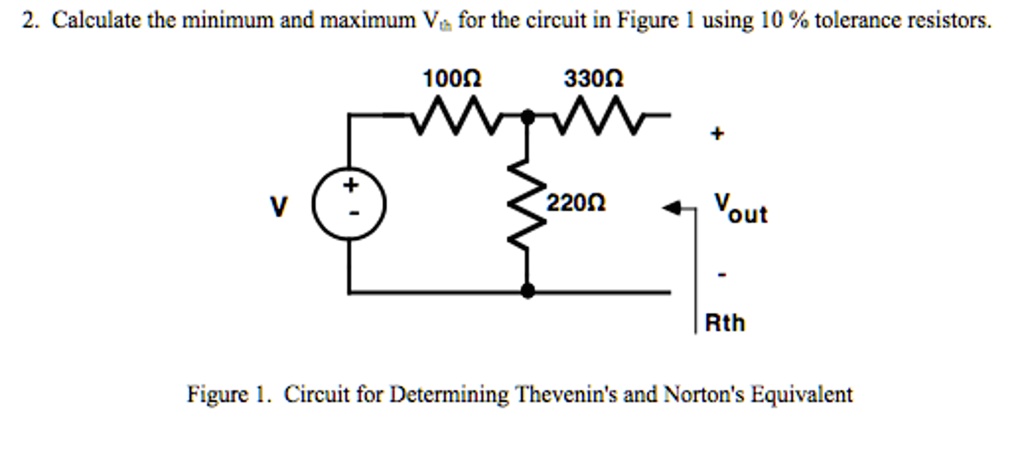 2. Calculate the minimum and maximum Vth for the circuit in Figure 1 using 10% tolerance resistors.