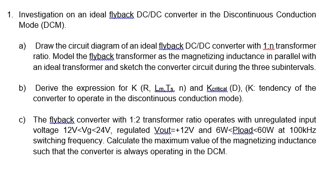 Investigation On An Ideal Flyback Dc Dc Converter In The Discontinuous