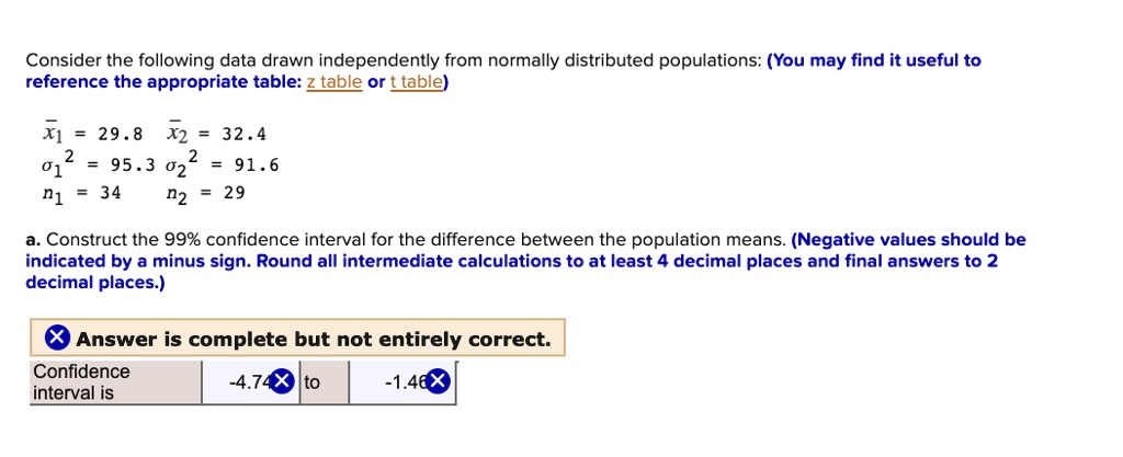 SOLVED: Consider the following data drawn independently from normally distributed populations ...