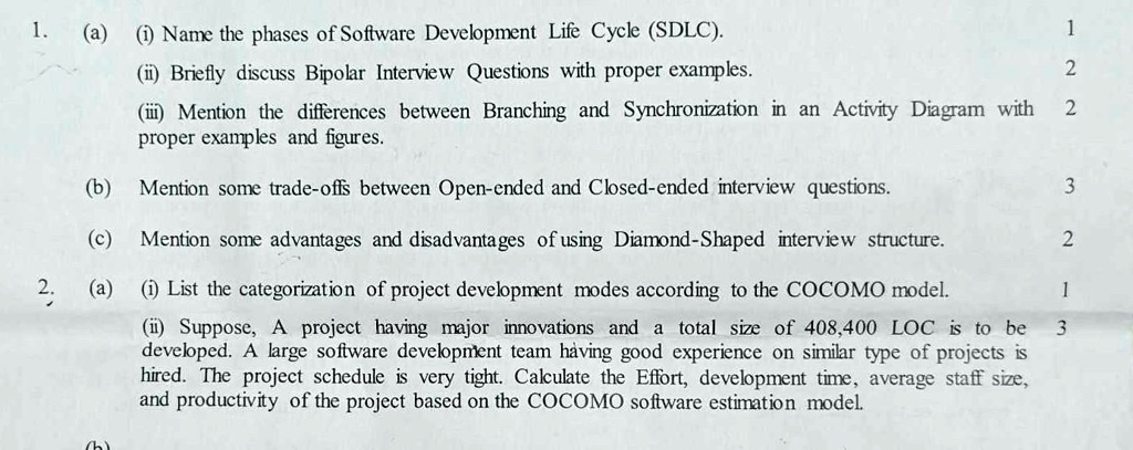 1. (a) (i) Name the phases of Software Development Life Cycle (SDLC). 1 ...