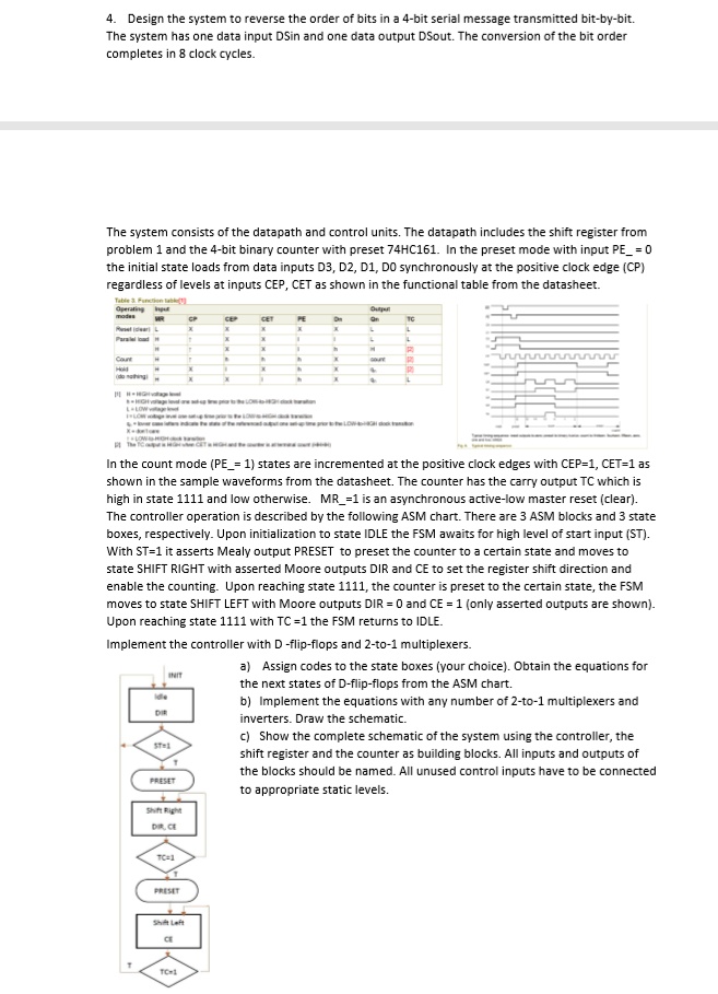 4 design the system to reverse the order of bits in a 4 bit serial ...