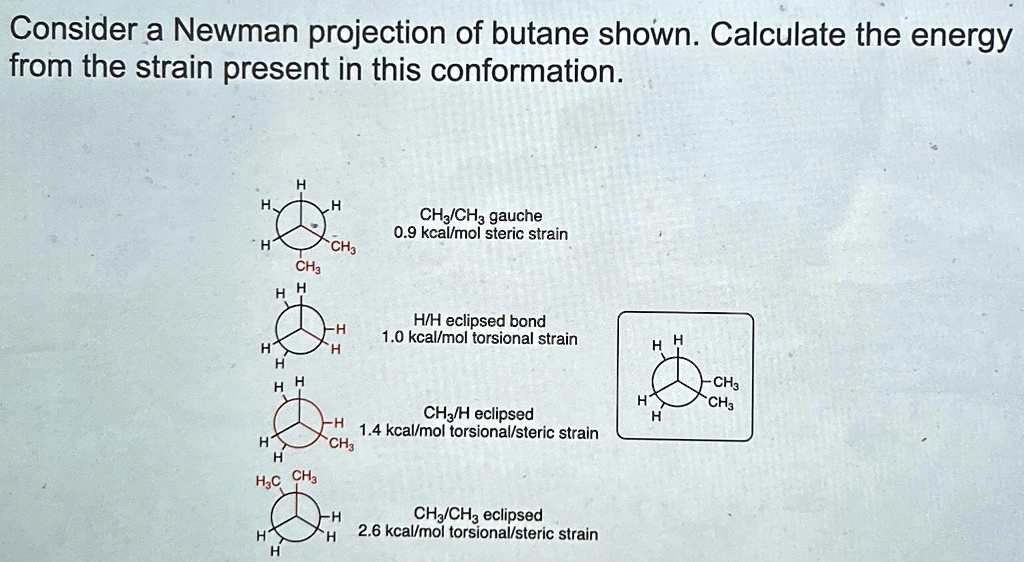 SOLVED: Consider a Newman projection of butane shown. Calculate the ... SOLVED: Consider a Newman projection of butane shown. Calculate the ...