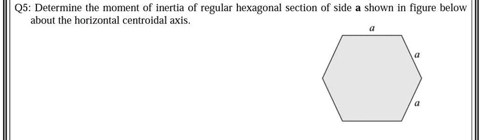 SOLVED: want the solution quickly Q5: Determine the moment of inertia of regular hexagonal ...