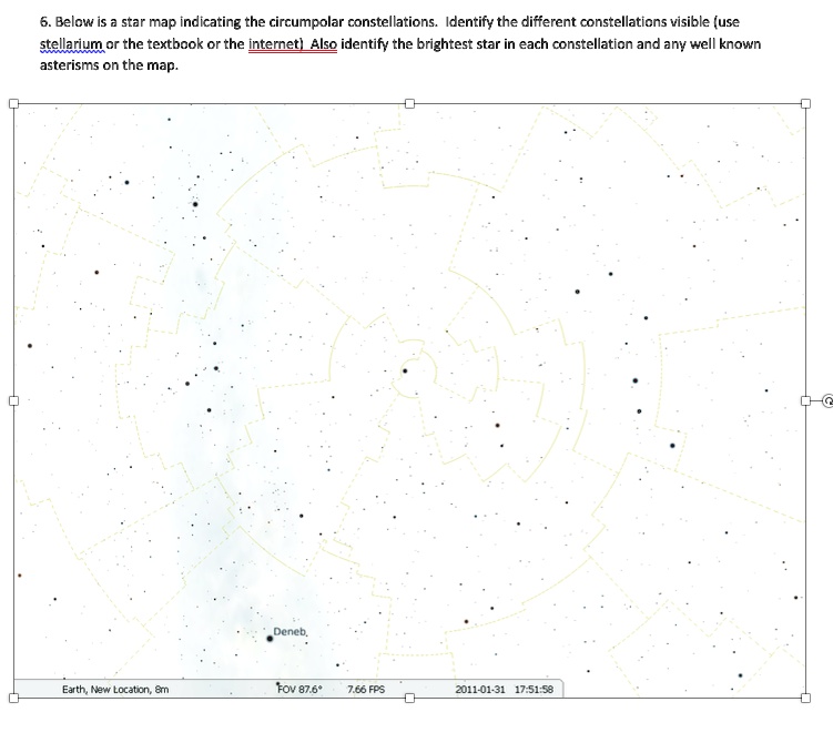 6. Below is a star map indicating the circumpolar constellations ...