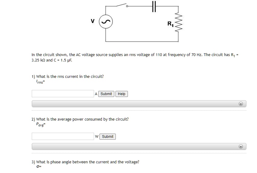 SOLVED: In the circuit shown; the AC voltage source supplies an rms voltage of 110 at frequency ...