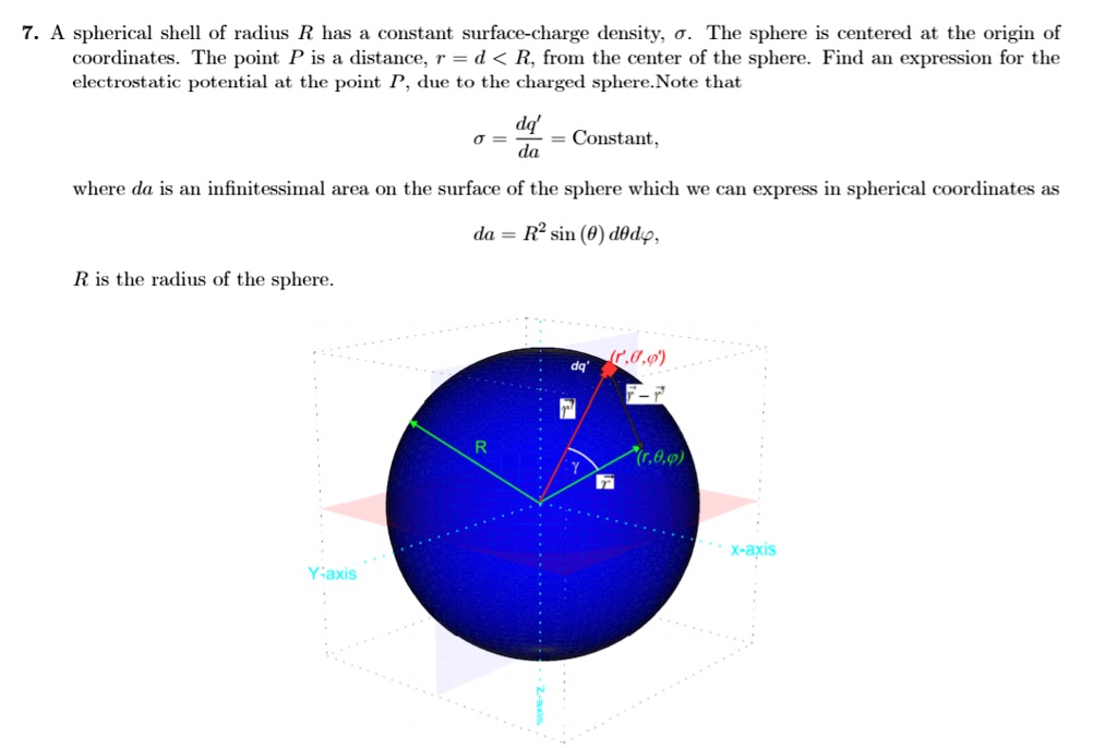 SOLVED: A spherical shell of radius R has a constant surface-charge ...