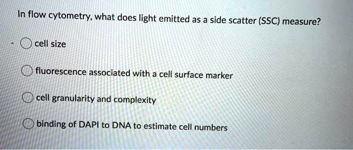 SOLVED: In flow cytometry, what does light emitted as a side scatter ...