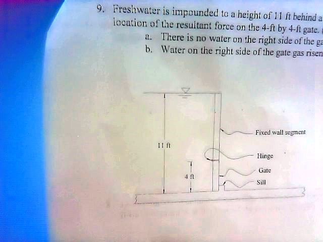 9. Freshwater is impounded to a height of 11 ft behind a location of ...