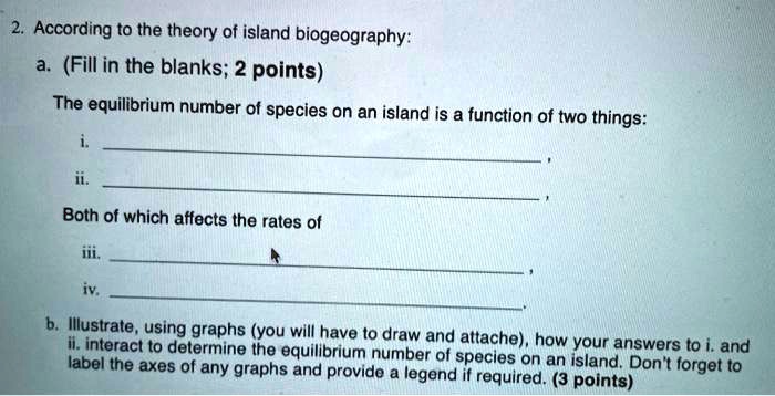 2. According to the theory of island biogeography: a. (Fill in the ...