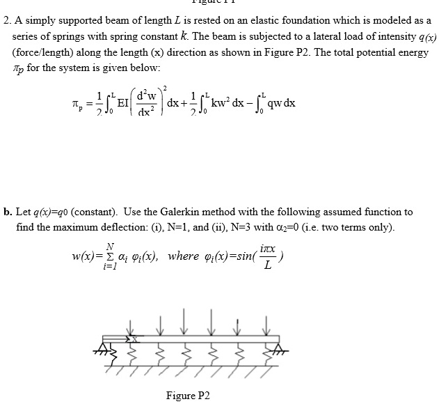 SOLVED: A simply supported beam of length L is rested on an elastic ...
