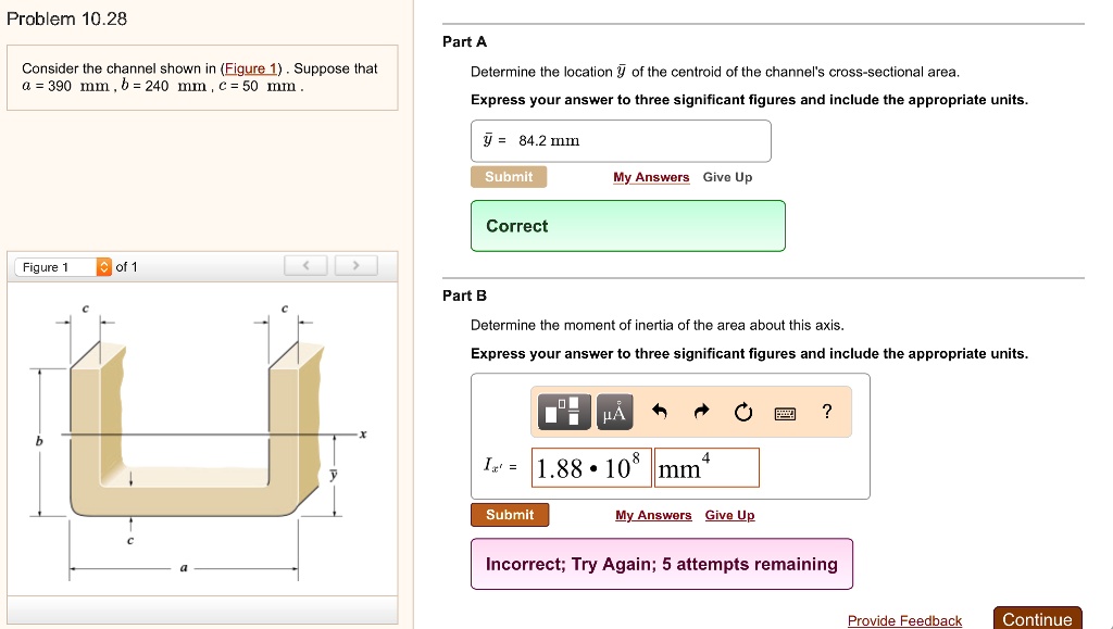 SOLVED: Consider the channel shown in Figure 1. Suppose that a = 390 mm ...