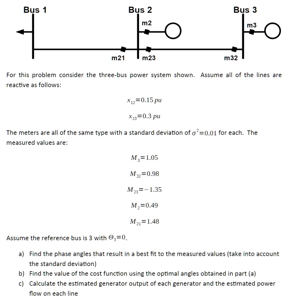 Solved Bus 1 Bus 2 Bus 3 M2 M3 M21 M23 M32 For This Problem Consider The Three Bus Power