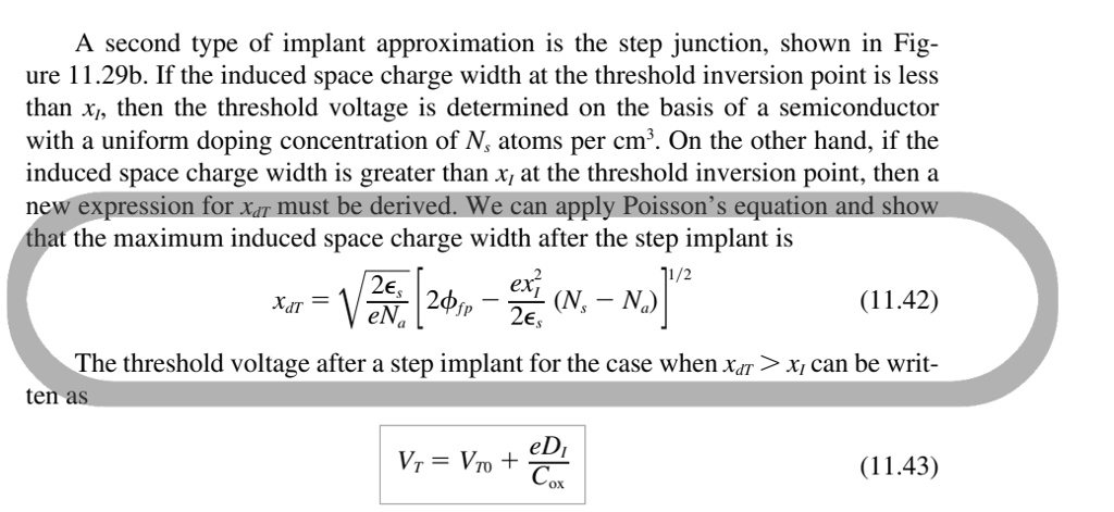 SOLVED: Derive Eq(11.42) (This is from MOSFET additional effects ...