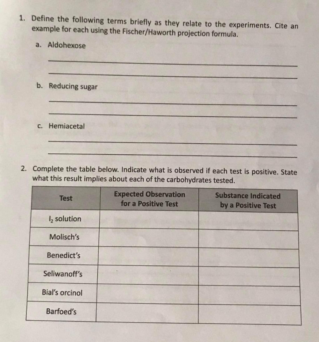 1. Define the following terms briefly as they relate to the experiments ...
