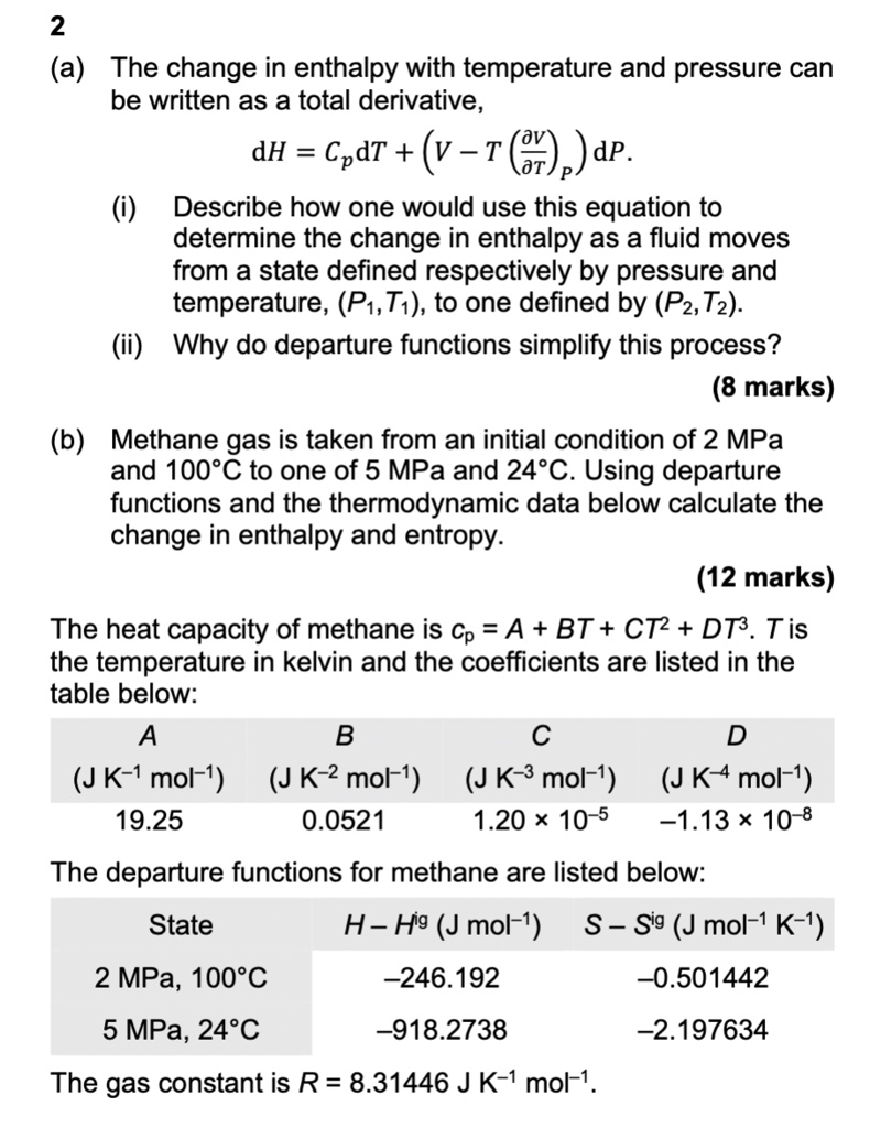 2 a the change in enthalpy with temperature and pressure can be written ...