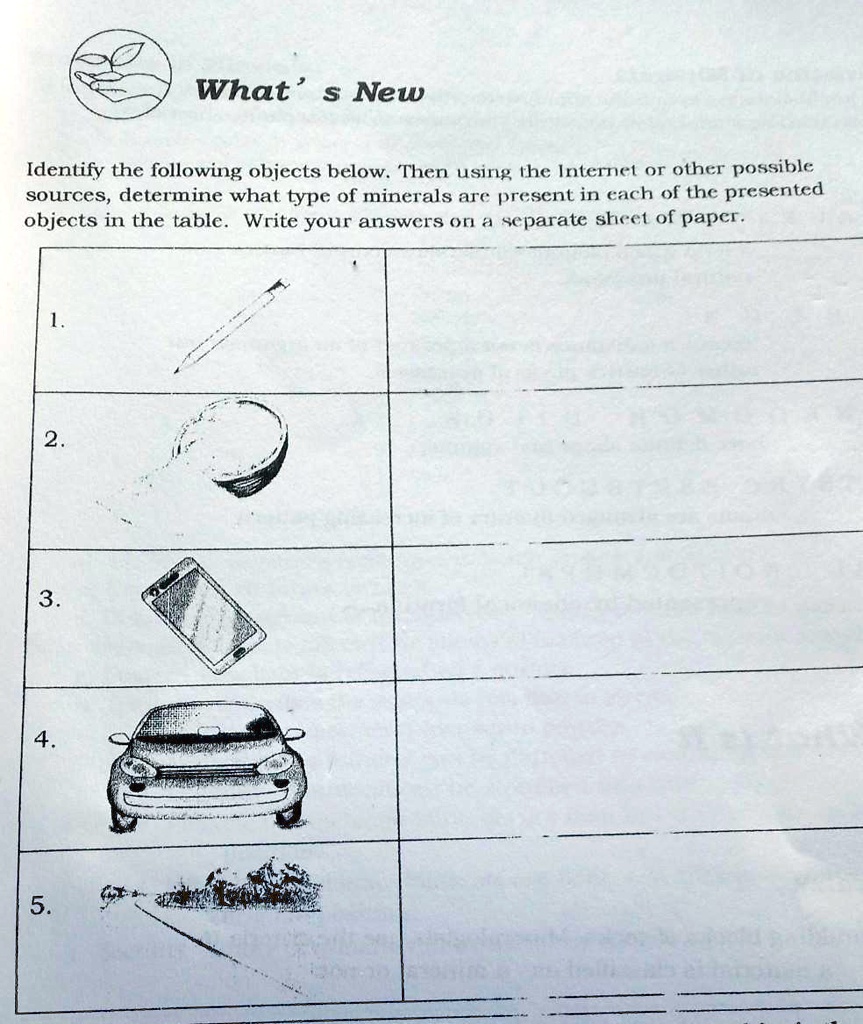 What's New Identify the following objects below. Then using the Internet or other possible ...