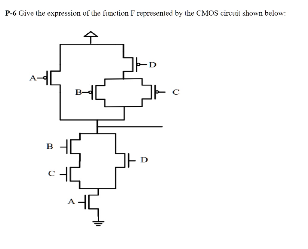SOLVED: Give the expression of the function F represented by the CMOS ...