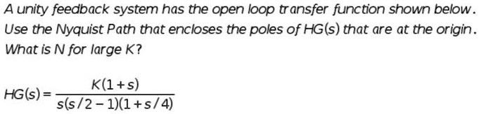 A Unity Feedback System Has The Open Loop Transfer Function Shown Below Use The Nyquist Path