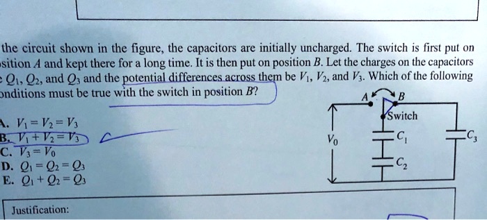 SOLVED: the circuit shown in the figure, the capacitors are initially uncharged. The switch is ...