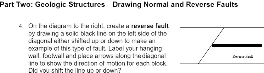 part two geologic structures drawing normal and reverse faults on the ...