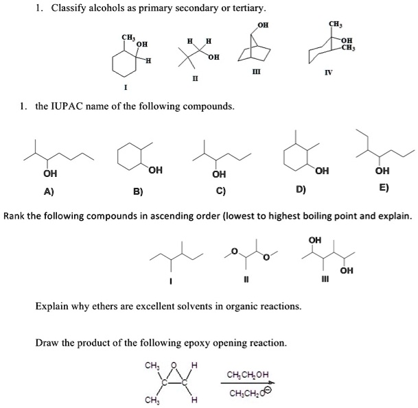 SOLVED: Classify alcohols as primary secondary or tertiary CH, OH the ...