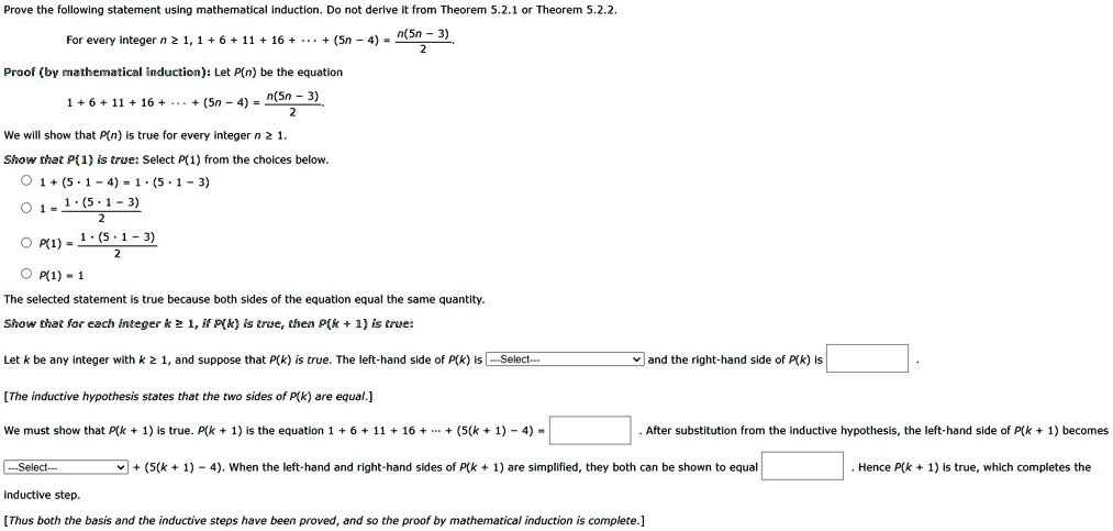 prove the following sarement using mathematical induction do no derlve ...
