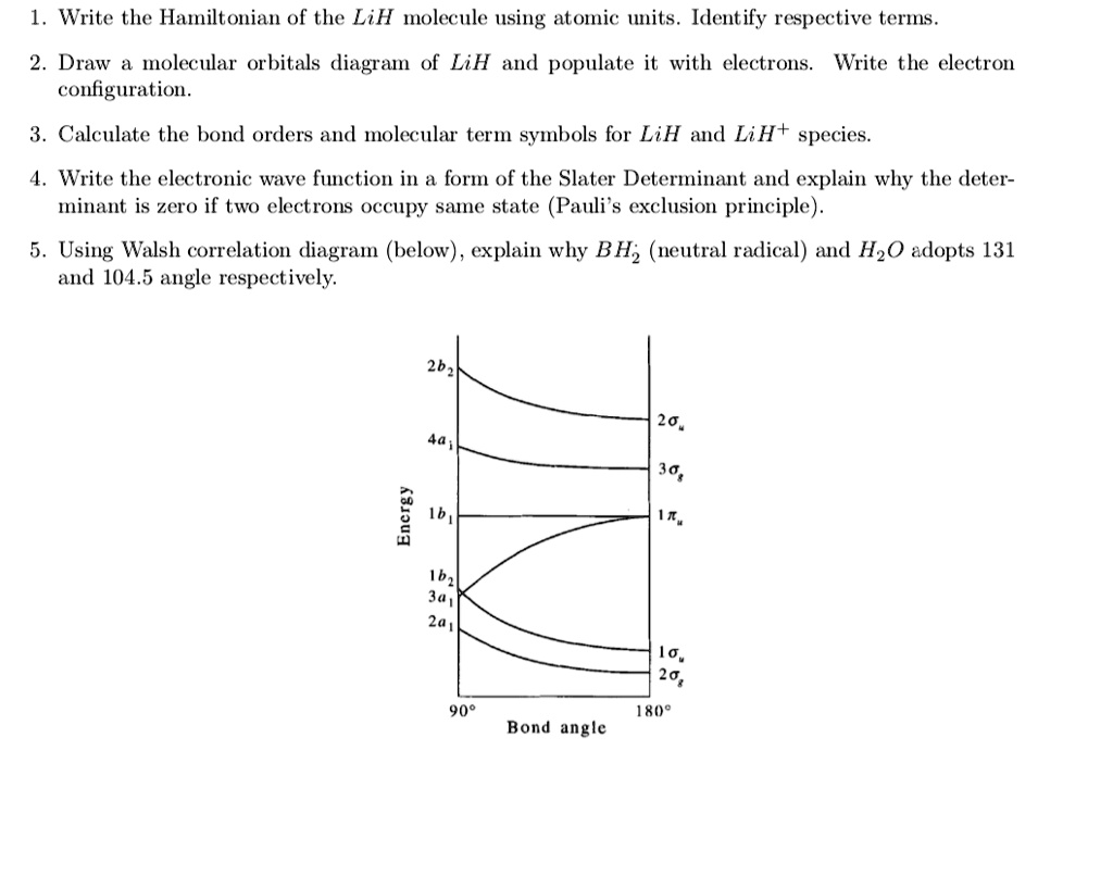 write the hamiltonian of the lih molecule using atomie units identily ...