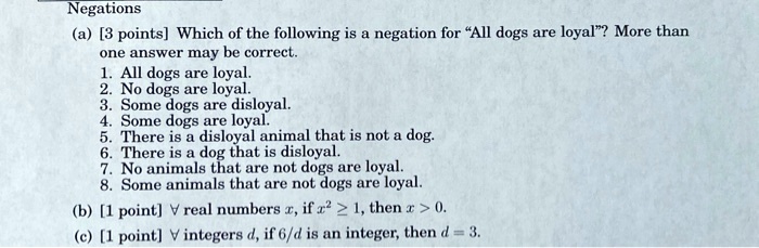 SOLVED: Negations [3 points] Which of the following is negation for ...